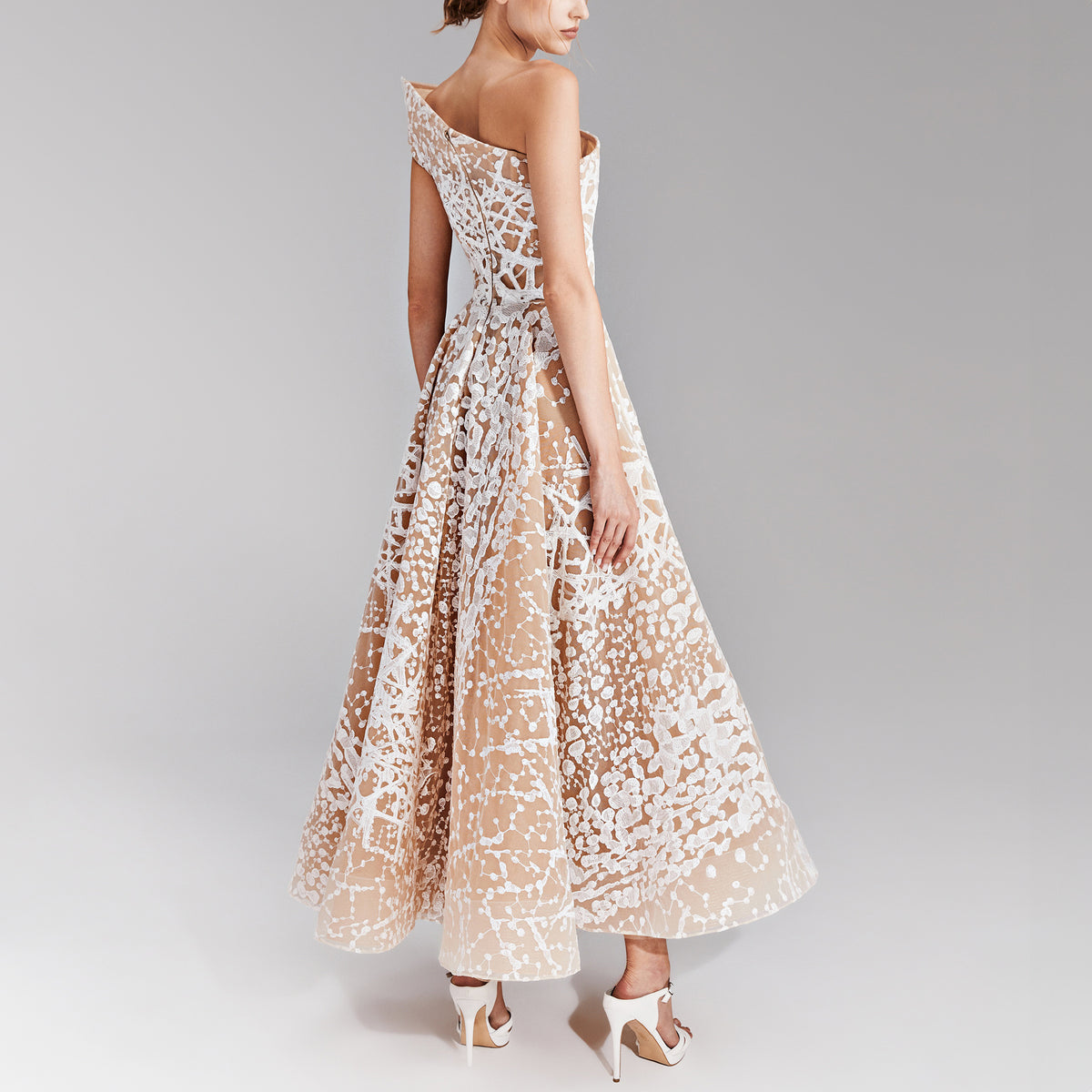 Dramatic One-Shoulder Midi Dress by Tony Ward – Elilhaam
