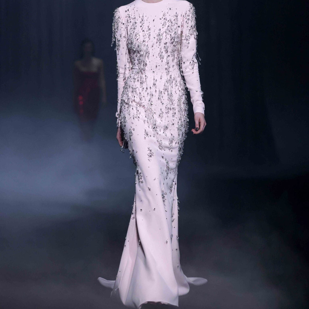 Beaded Crepe Dress With Open Back by Georges Hobeika – Elilhaam